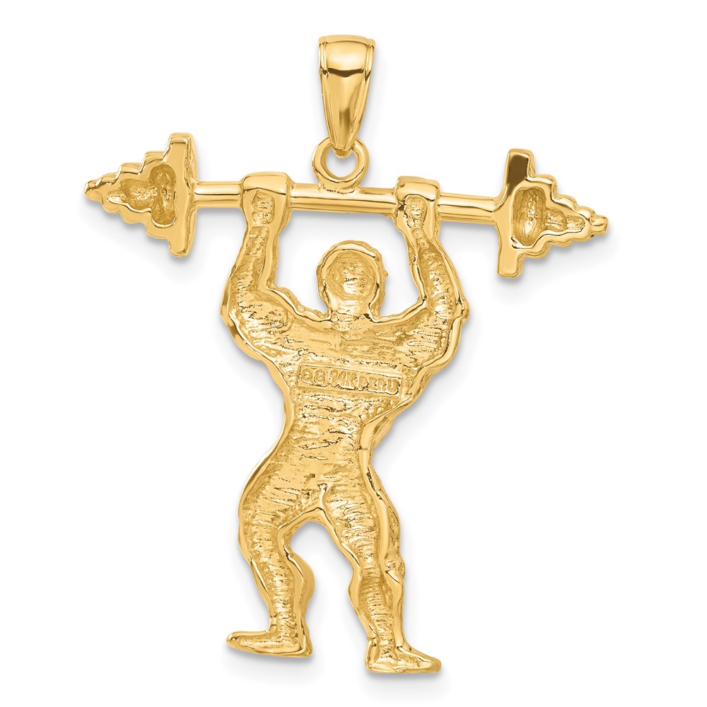 14k Bodybuilder with Weights Pendant - Diamonds by Monet