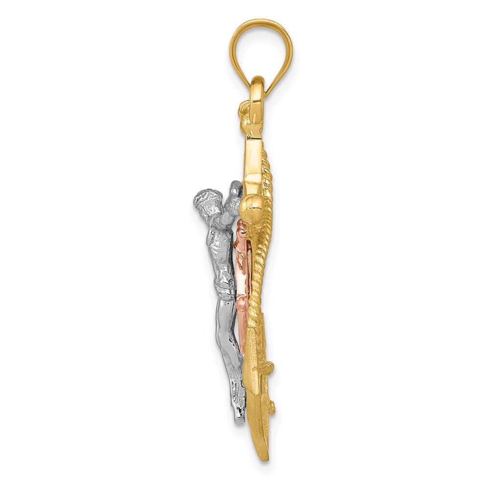 14k Tri-color Mariners Cross Pendant - Diamonds by Monet