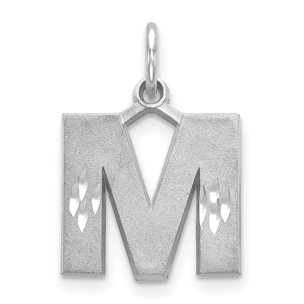 14KW Satin Diamond-cut Letter M Initial Charm - Diamonds by Monet