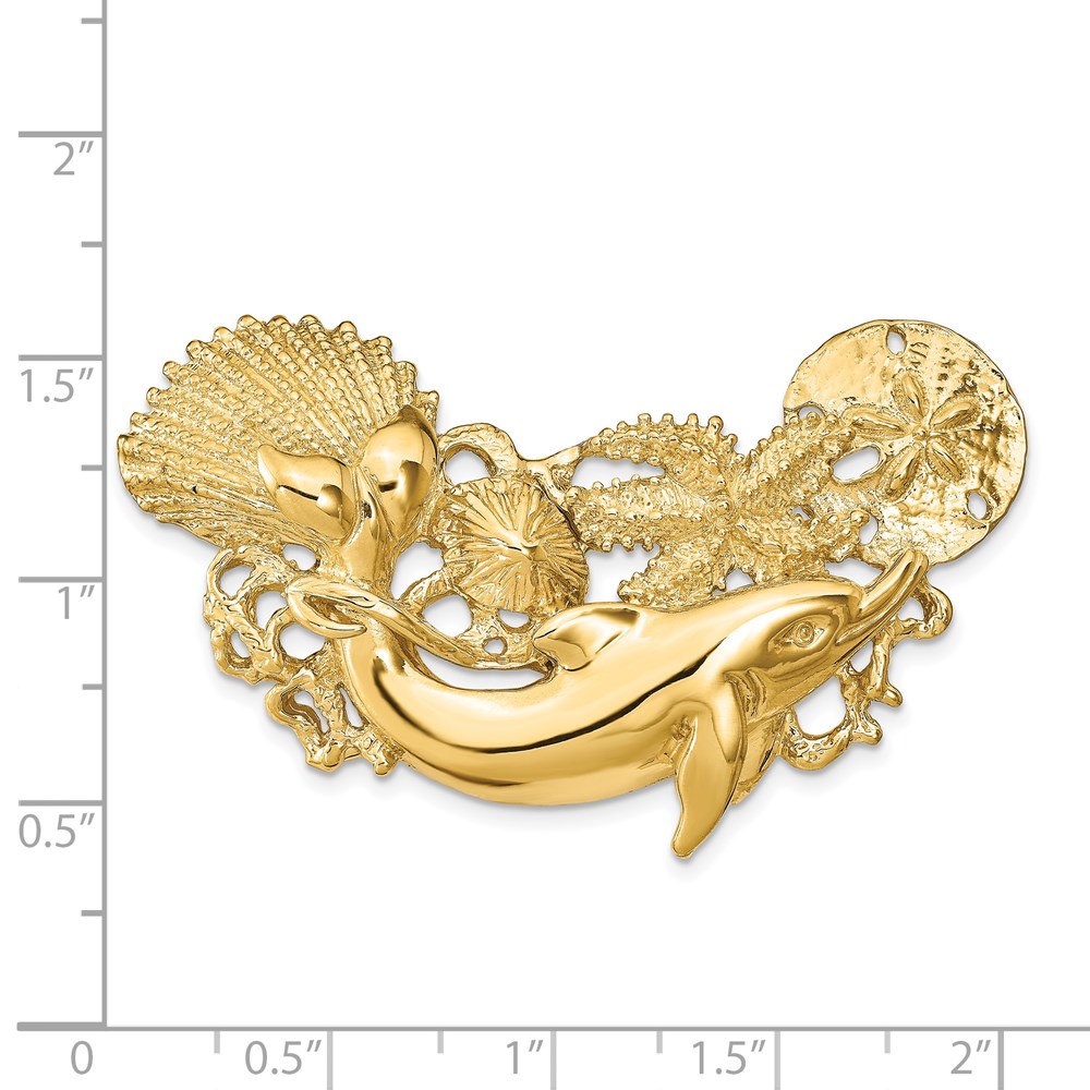 14k Dolphin and Shell Cluster Slide - Diamonds by Monet