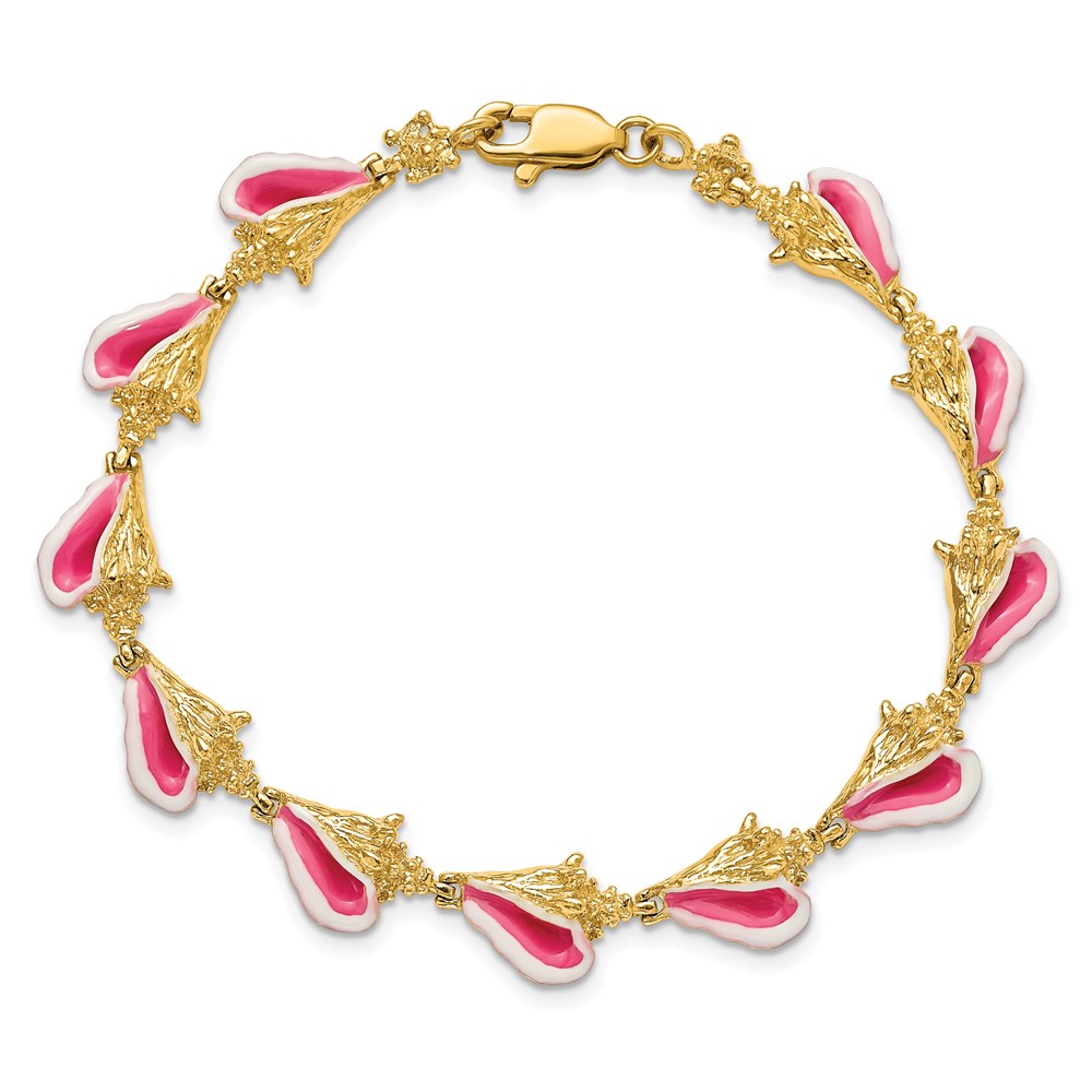 14K Enamel 3-D Conch Shell Bracelet - Diamonds by Monet