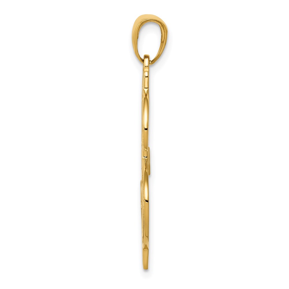 14K Gold Polished and Textured Dollar Sign Pendant - Diamonds by Monet