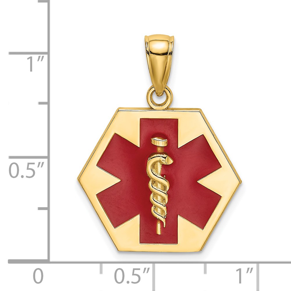 14K Enameled Textured Back Caduceus Medical Disc - Diamonds by Monet
