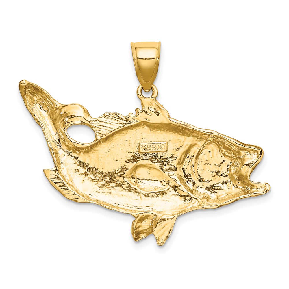 14K Open Mouth Bass Fish Charm - Diamonds by Monet