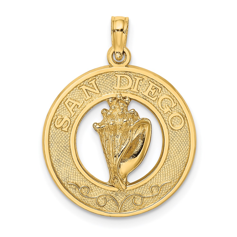 14K SAN DIEGO w/ Conch Shell Circle Charm - Diamonds by Monet