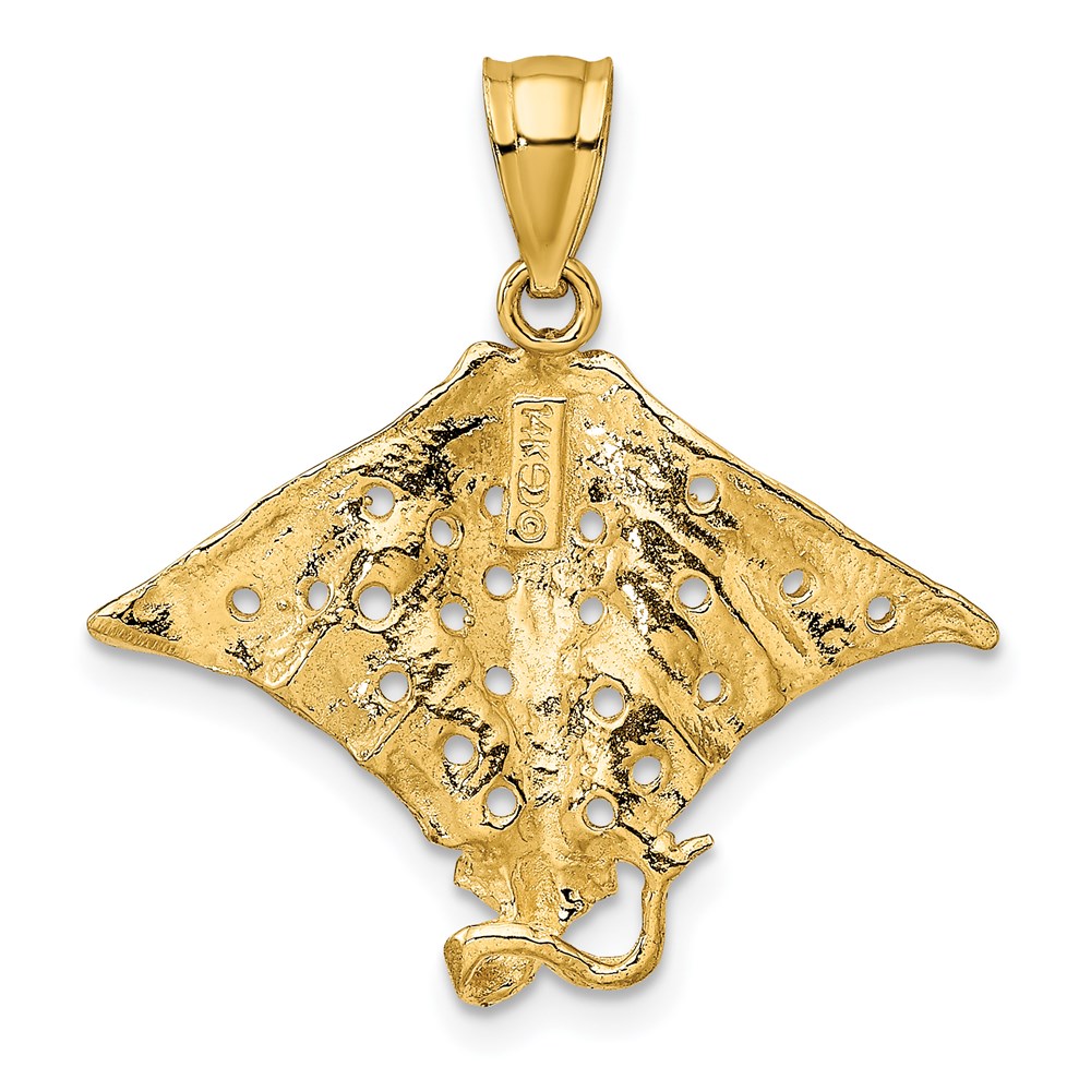 14K Spotted Eagle Ray with Holes Charm - Diamonds by Monet