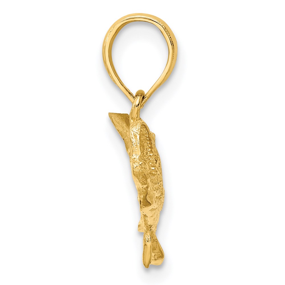 14K 2-D Bass Fish w/ Tail Up Charm - Diamonds by Monet