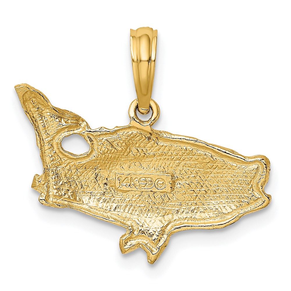 14K 2-D Bass Fish w/ Tail Up Charm - Diamonds by Monet
