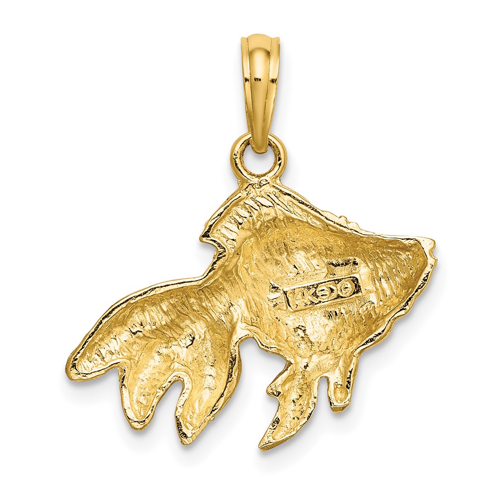 14K White Gold Textured Gold Fish Charm - Diamonds by Monet