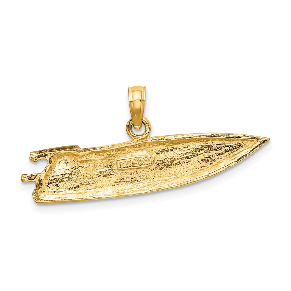 14K 2-D Textured SPEED BOAT Charm - Diamonds by Monet