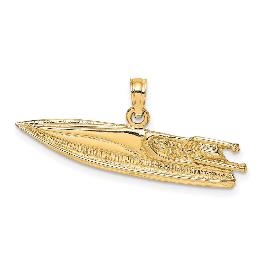 14K 2-D Textured SPEED BOAT Charm - Diamonds by Monet