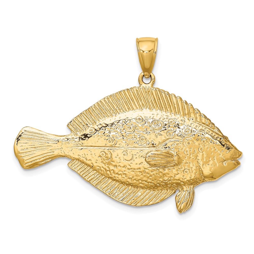 14K 3-D Flounder Fish Charm - Diamonds by Monet