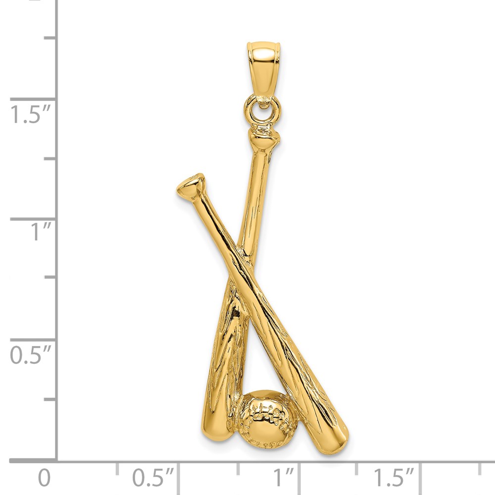 14K 2-D Baseball Bats and Ball Charm - Diamonds by Monet