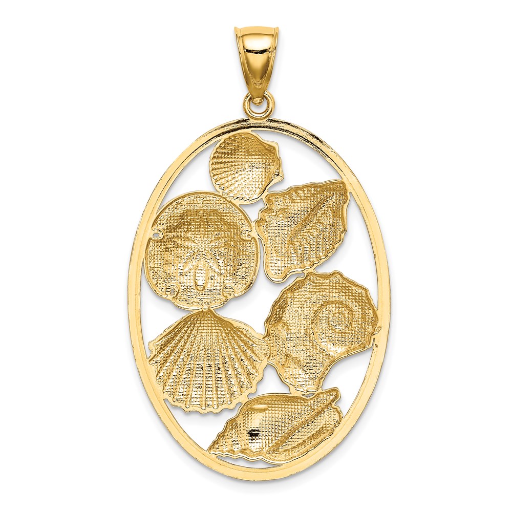14k with White Rhodium Shell Cluster In Oval Frame Charm - Diamonds by ...