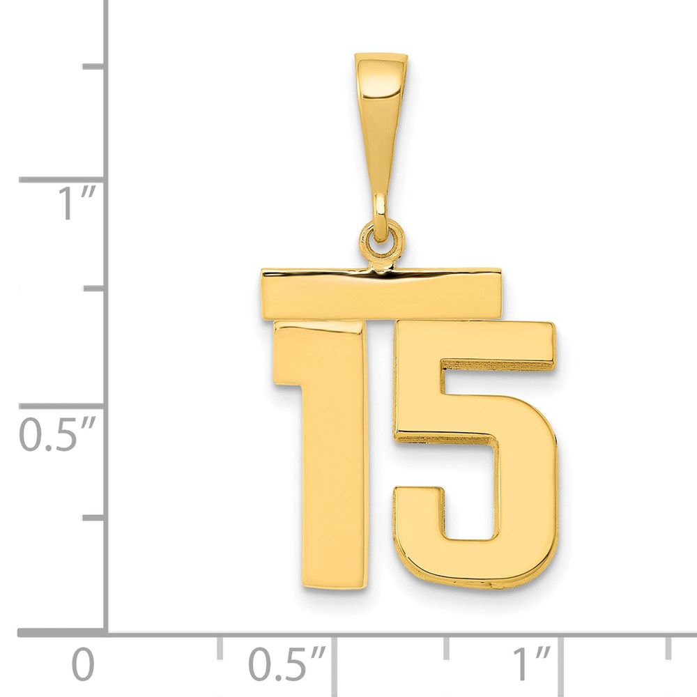 14k Medium Polished Number 15 Charm - Diamonds by Monet