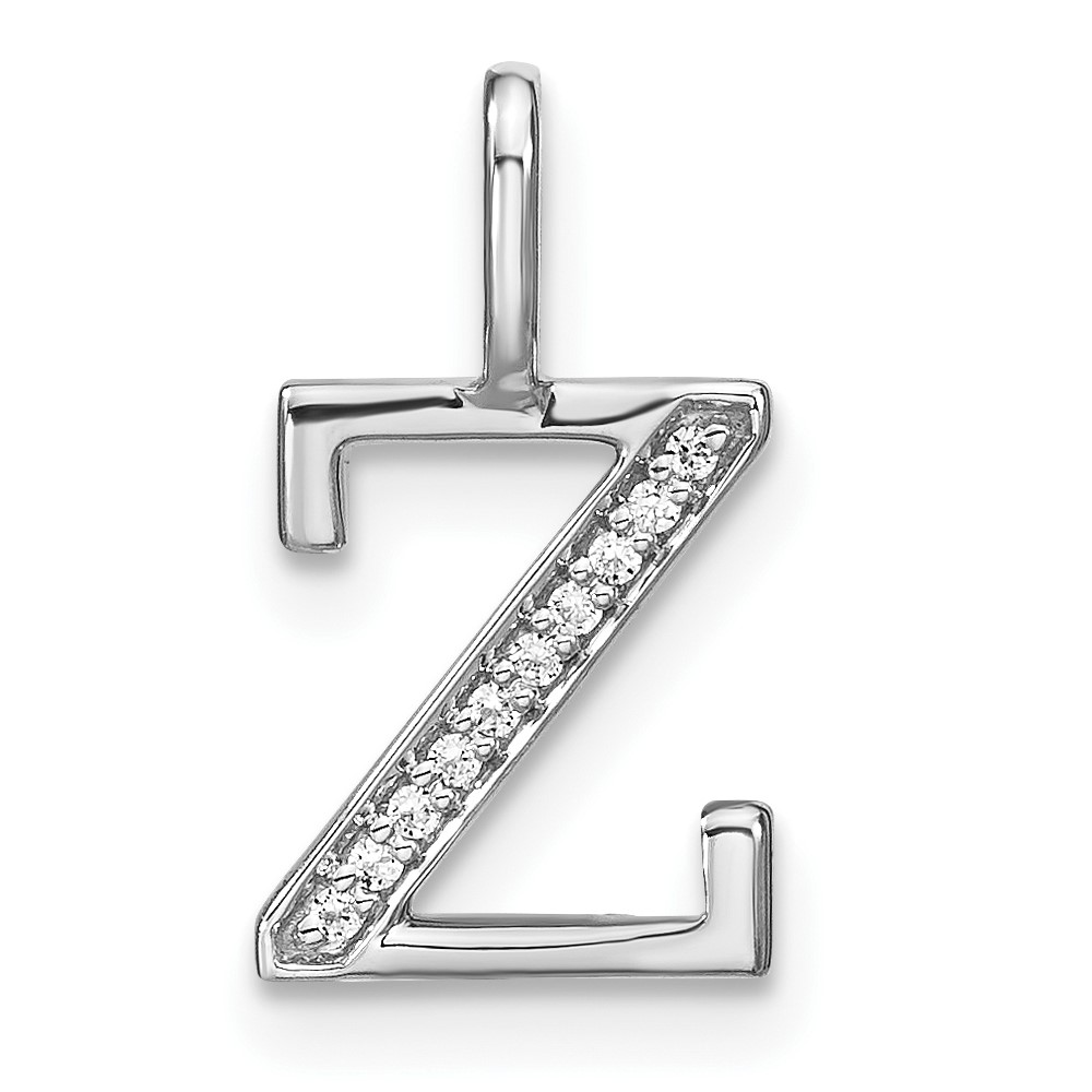 14K White Gold Diamond Lower Case Letter Z Initial Pendant - Diamonds ...