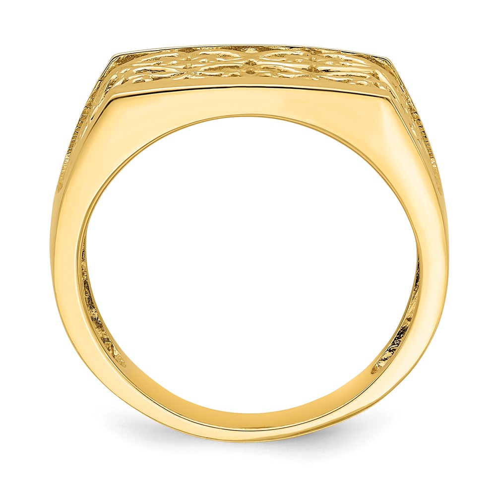 14k Cut-Out Pattern Rectangular Dome Ring - Diamonds by Monet