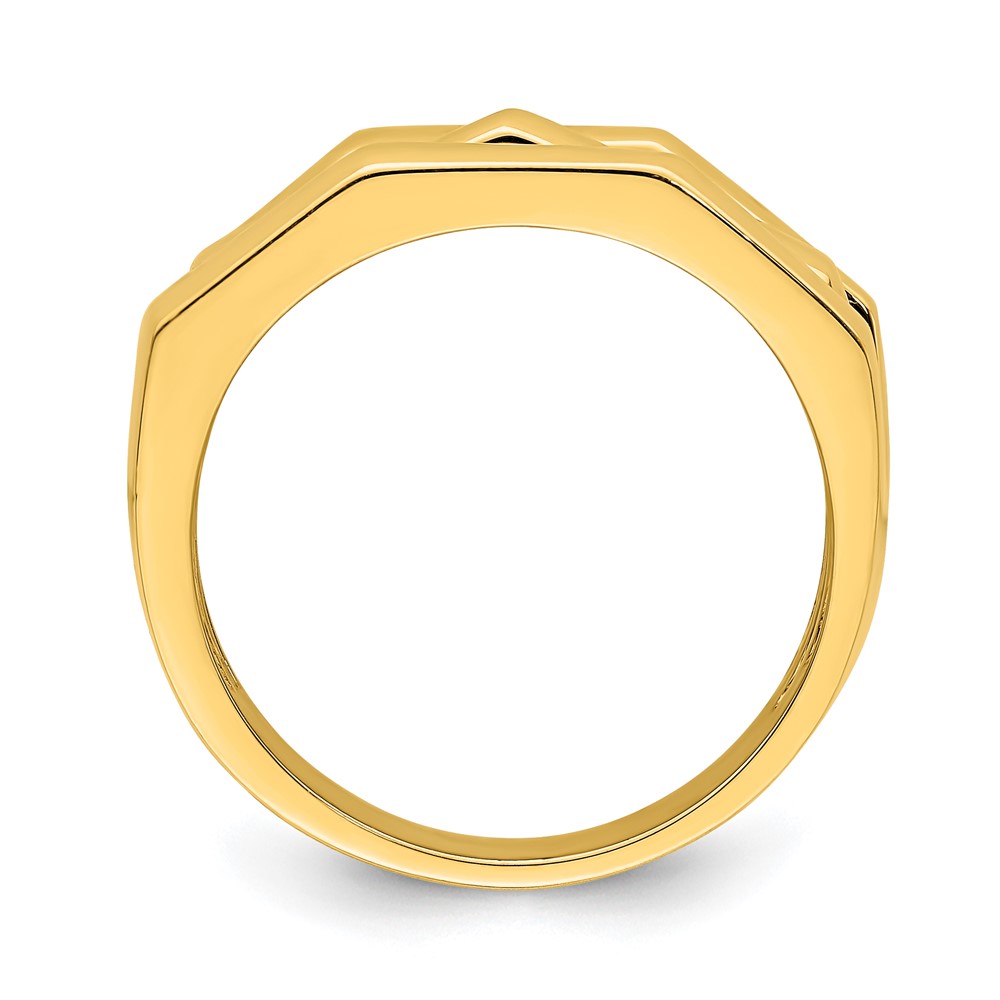 14k Polished Three Ridged Dome Ring - Diamonds by Monet