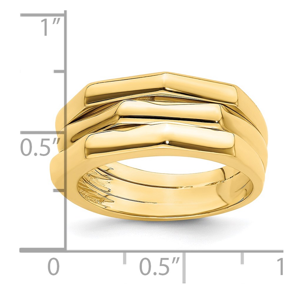 14k Polished Three Ridged Dome Ring - Diamonds by Monet