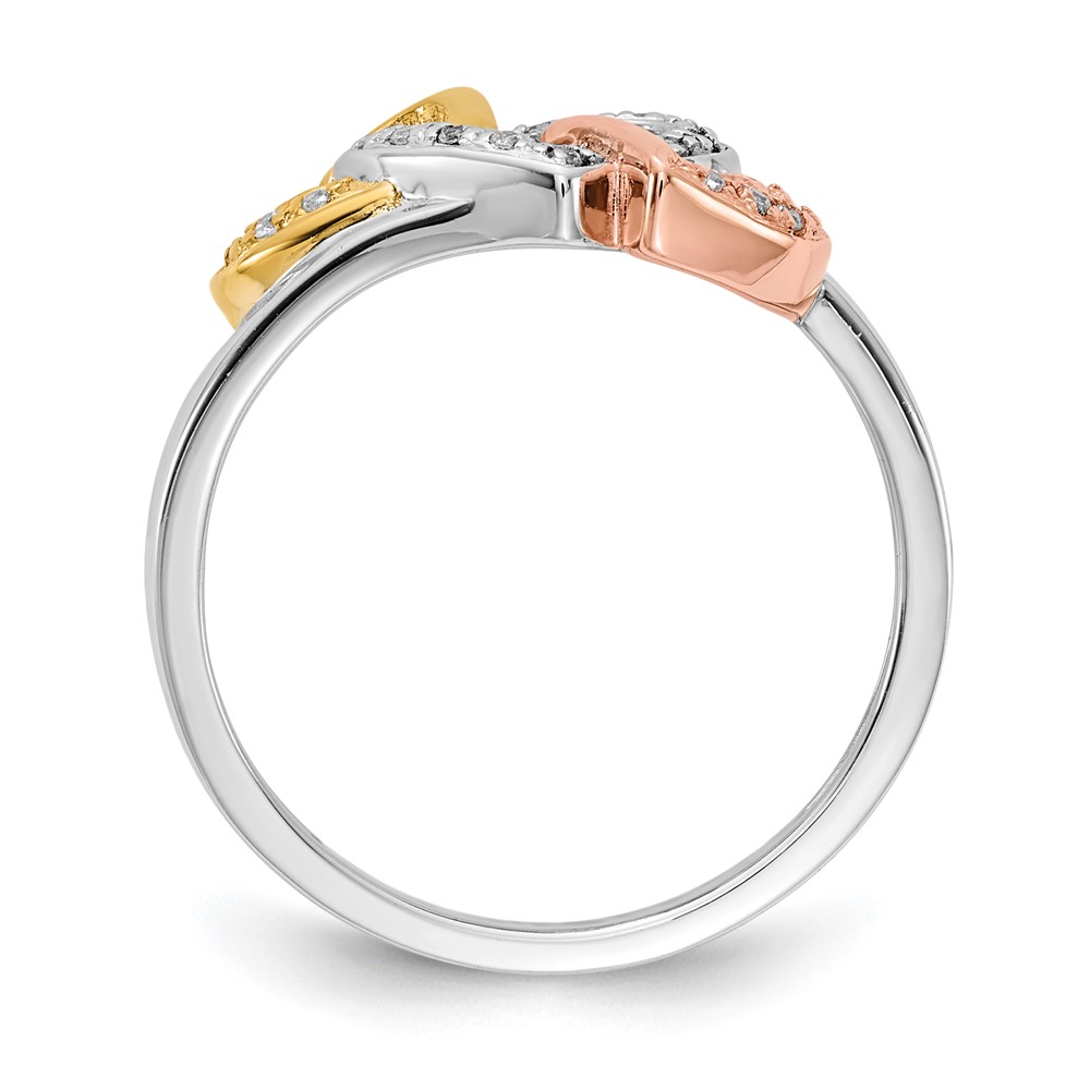 14k Tri-color Diamond Triple Heart Ring - Diamonds by Monet