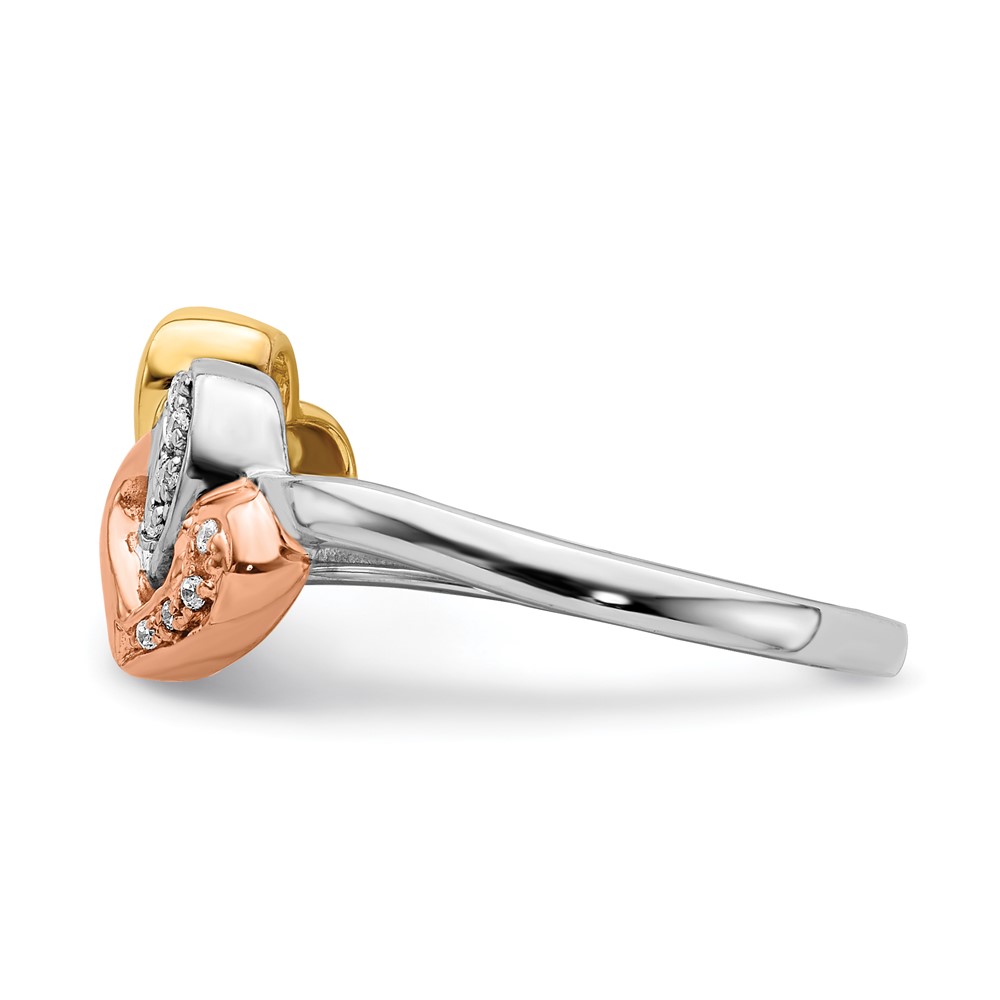 14k Tri-color Diamond Triple Heart Ring - Diamonds by Monet