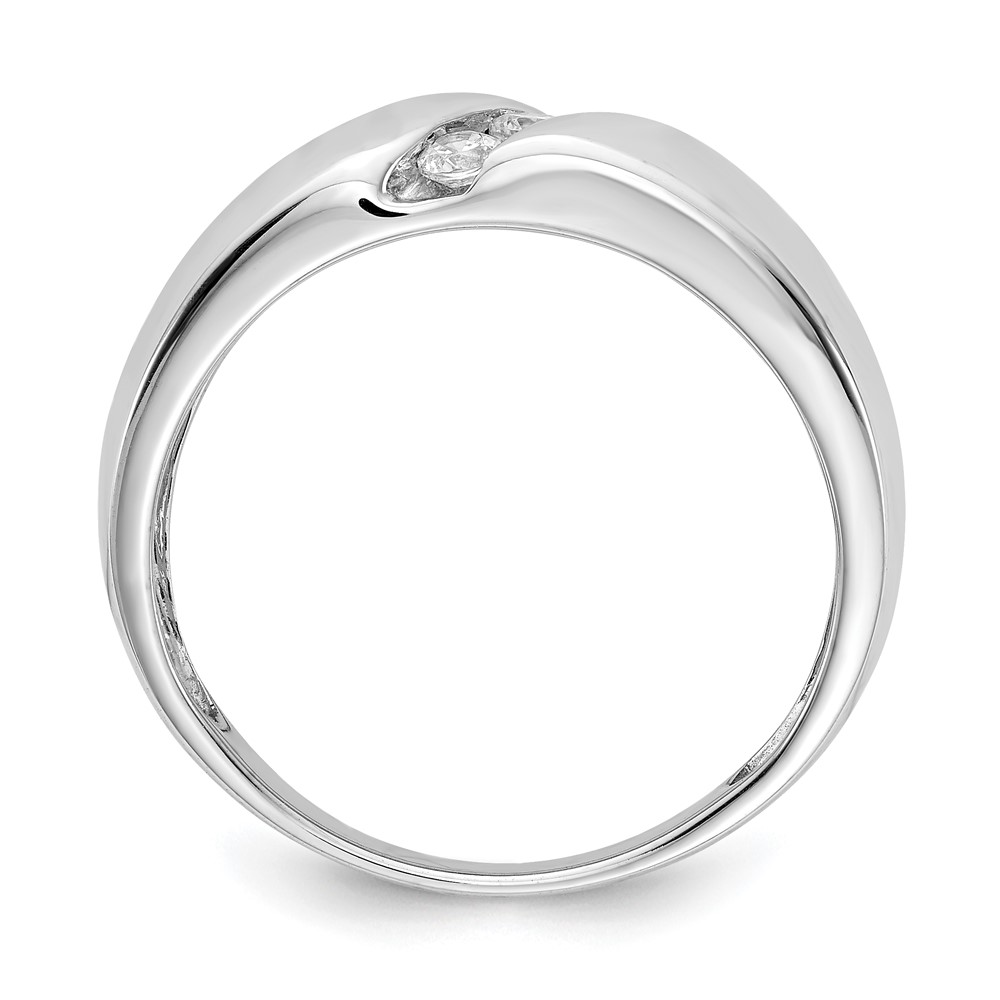 14k White Gold 3-stone Diamond Mens Ring - Diamonds by Monet
