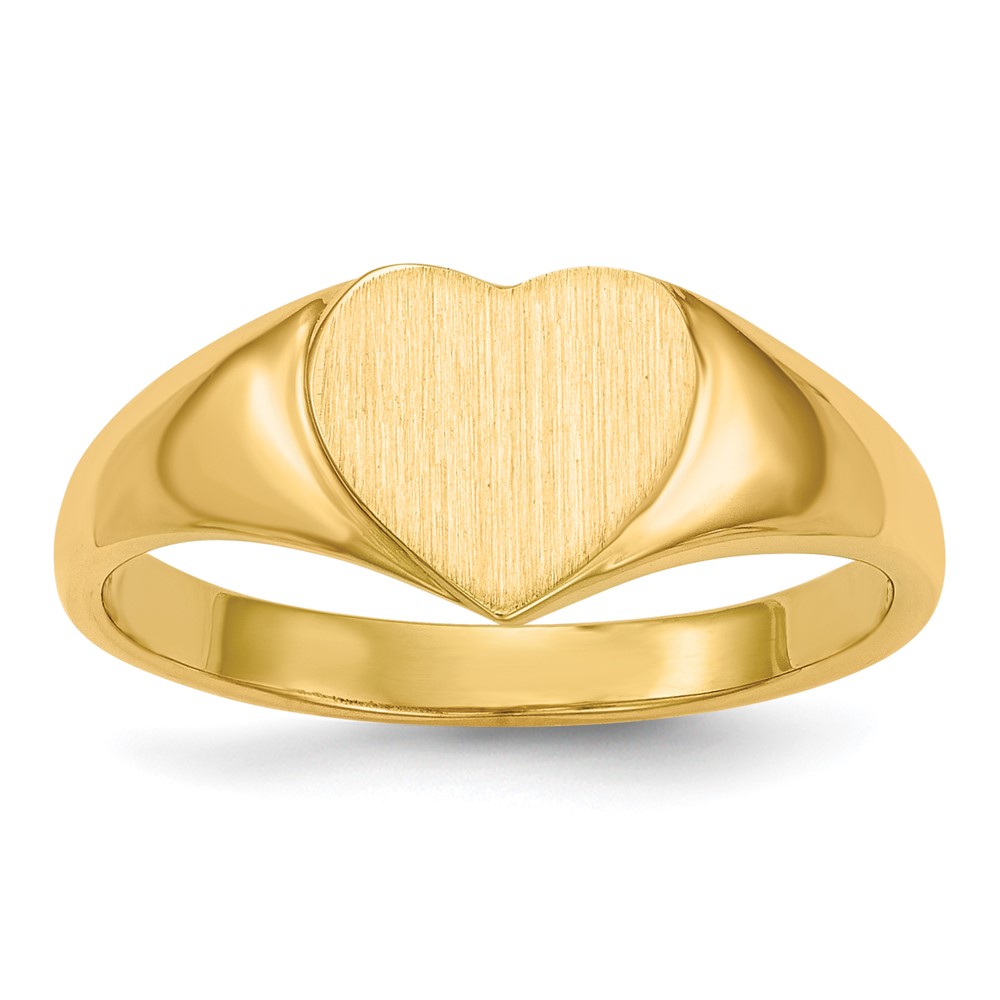 14k 7.5x8.5mm Open Back Heart Signet Ring - Diamonds by Monet