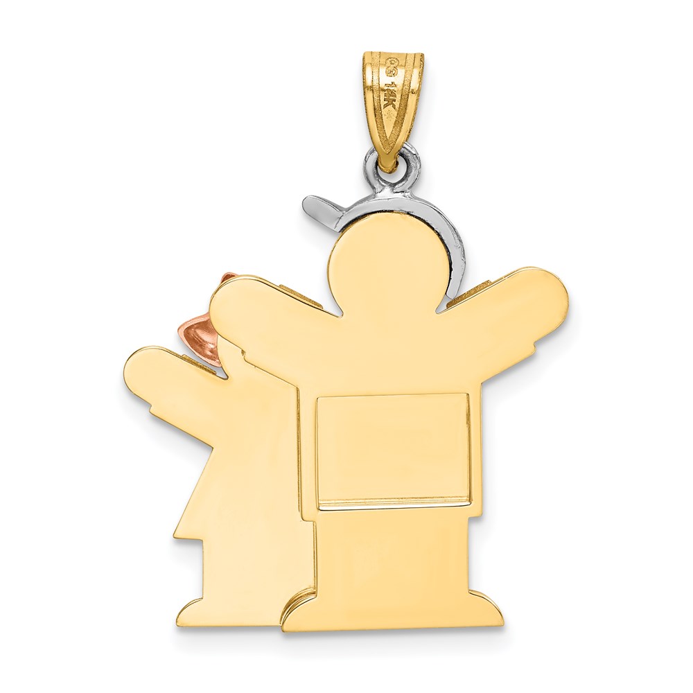 14k Tri-Color Big Boy and Little Girl Engravable Charm - Diamonds by Monet