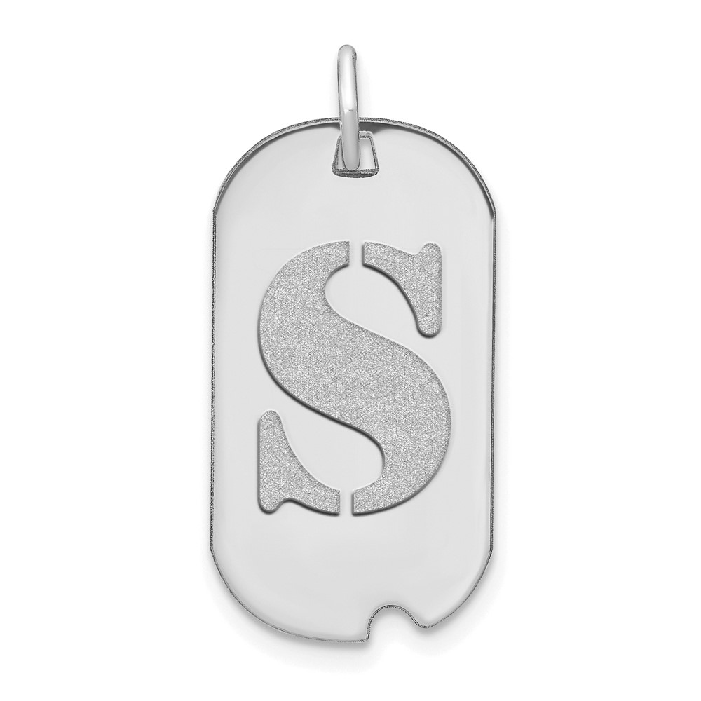 14kw Polished Letter S Initial Dog Tag Pendant - Diamonds by Monet