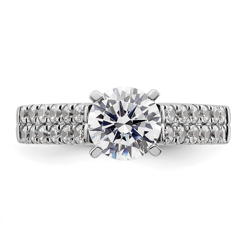 14K White Gold 2-Row Peg Set 5/8 carat Diamond Semi-mount Engagement ...