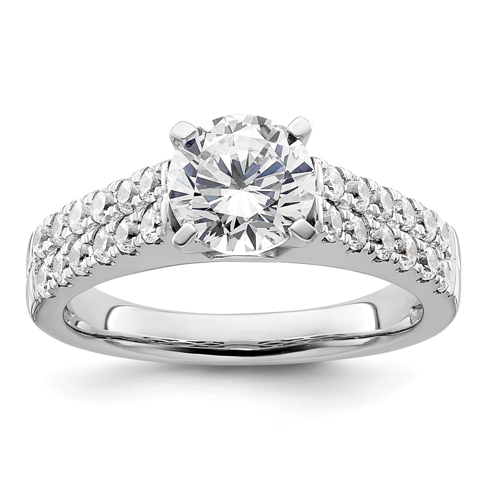 14K White Gold 2-Row Peg Set 5/8 carat Diamond Semi-mount Engagement ...