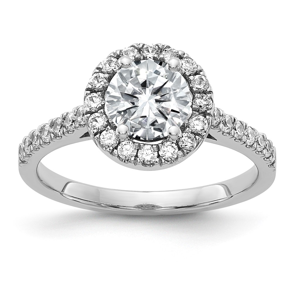 14kw 1 1/2ct. G H I True Light Round Halo Moissanite Engagement Ring ...