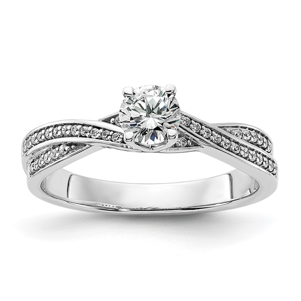 14k White Gold Criss-Cross 1/2 carat tw. Diamond Complete Engagement ...