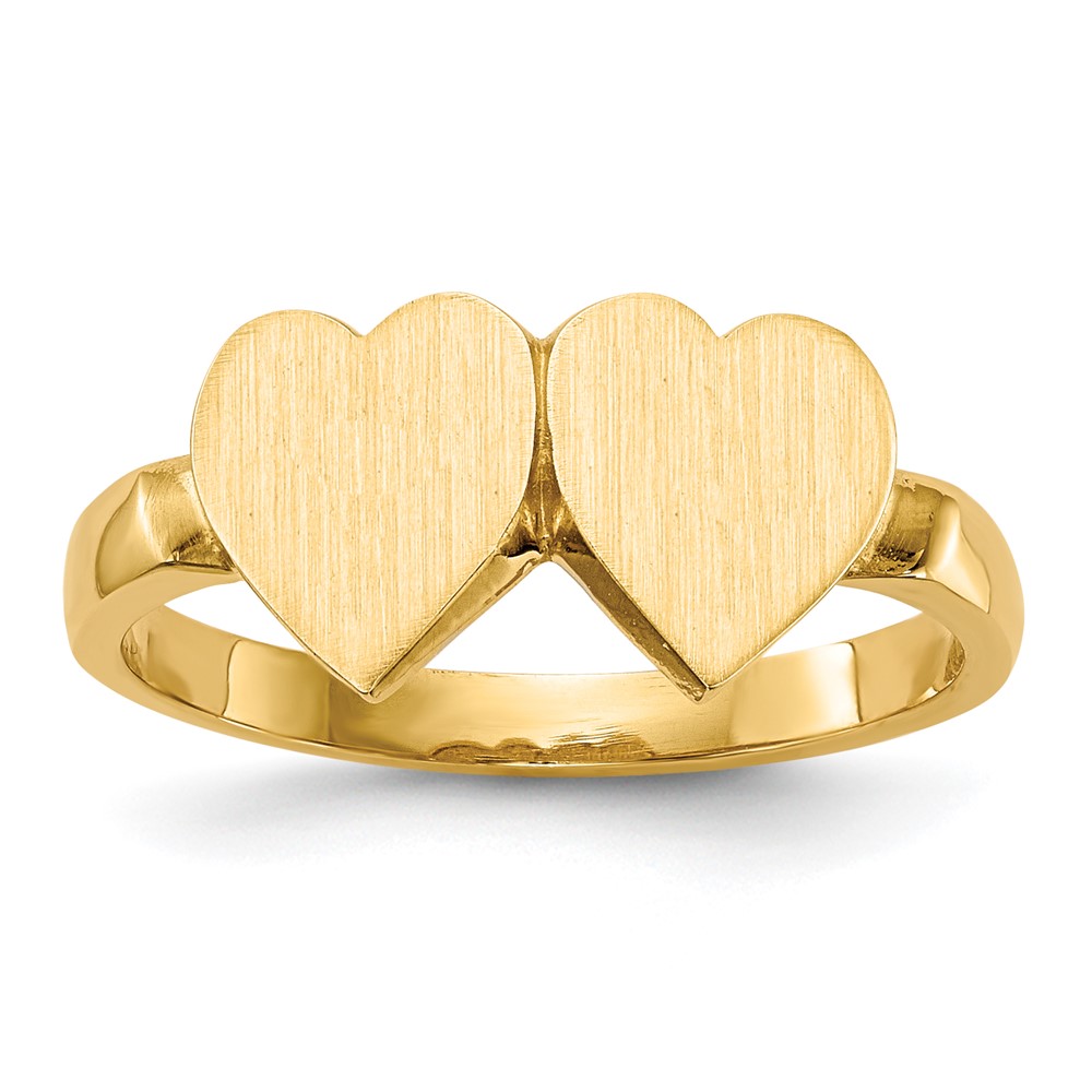 14k 7.5x7.5mm Open Back Heart Signet Ring - Diamonds by Monet