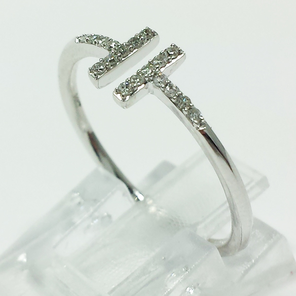 14K WG EQUAL SIGN BAND DIAMOND TW 0.10 CT - Diamonds by Monet